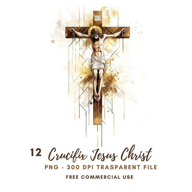 Watercolor Crucifix Cross Clipart Bundle 12 High Quality Png,beige ...