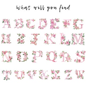 Pink Alphabet Letter Clipart Bundle 26 High Quality PNG, Watercolor ...