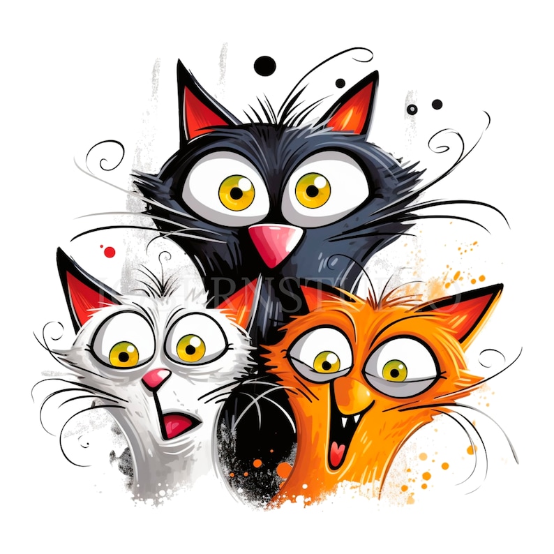 Crazy Cats Clipart PNG Bundle 15 High Quality Jpg,funny Grumpy Black ...