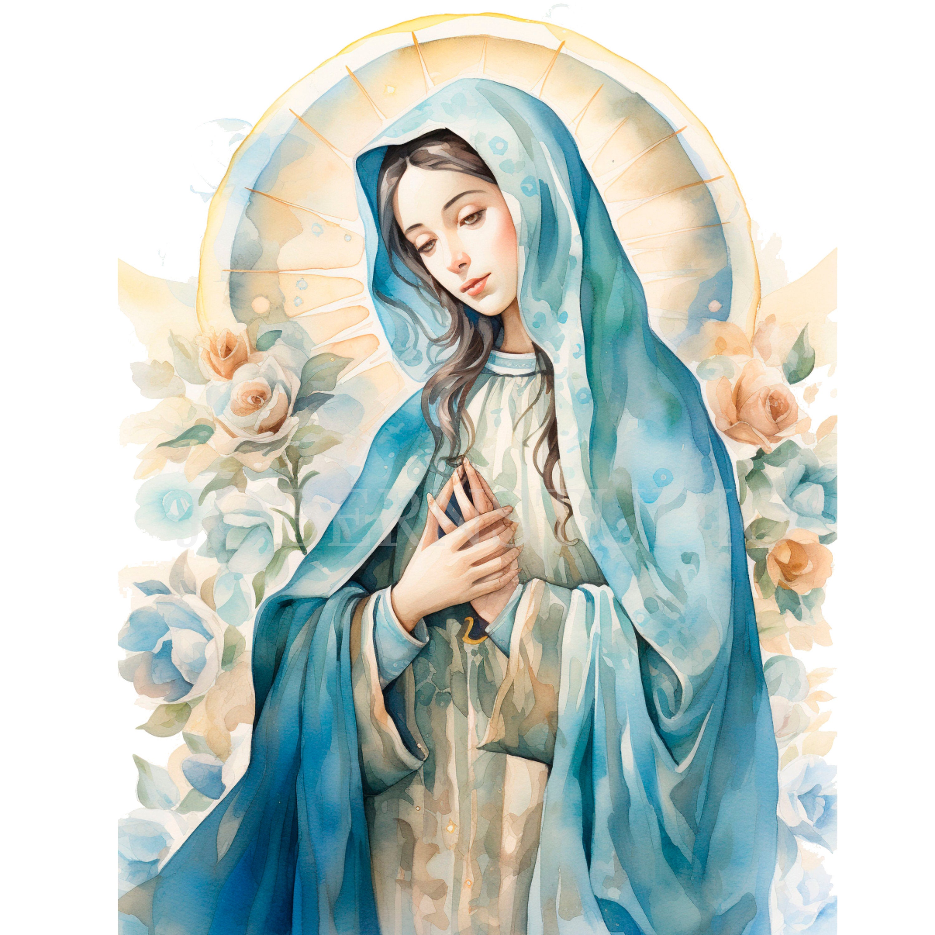Virgin Mary Clipart,bundle 10 High Quality Png,watercolor Vintage Holy ...