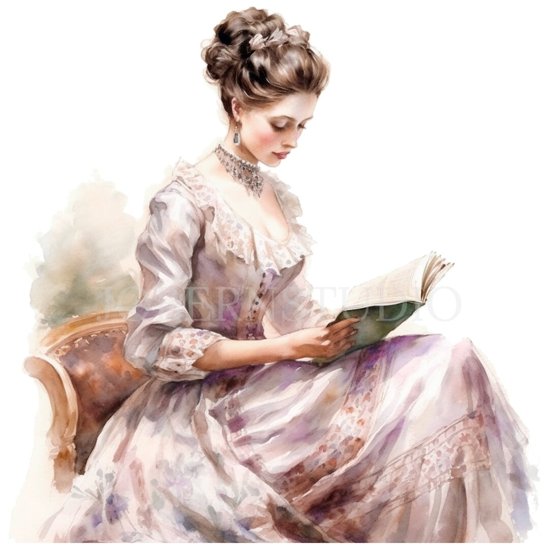 Victorian Woman Reading Book Clipart Png,bundle 15 High Quality Jpg ...