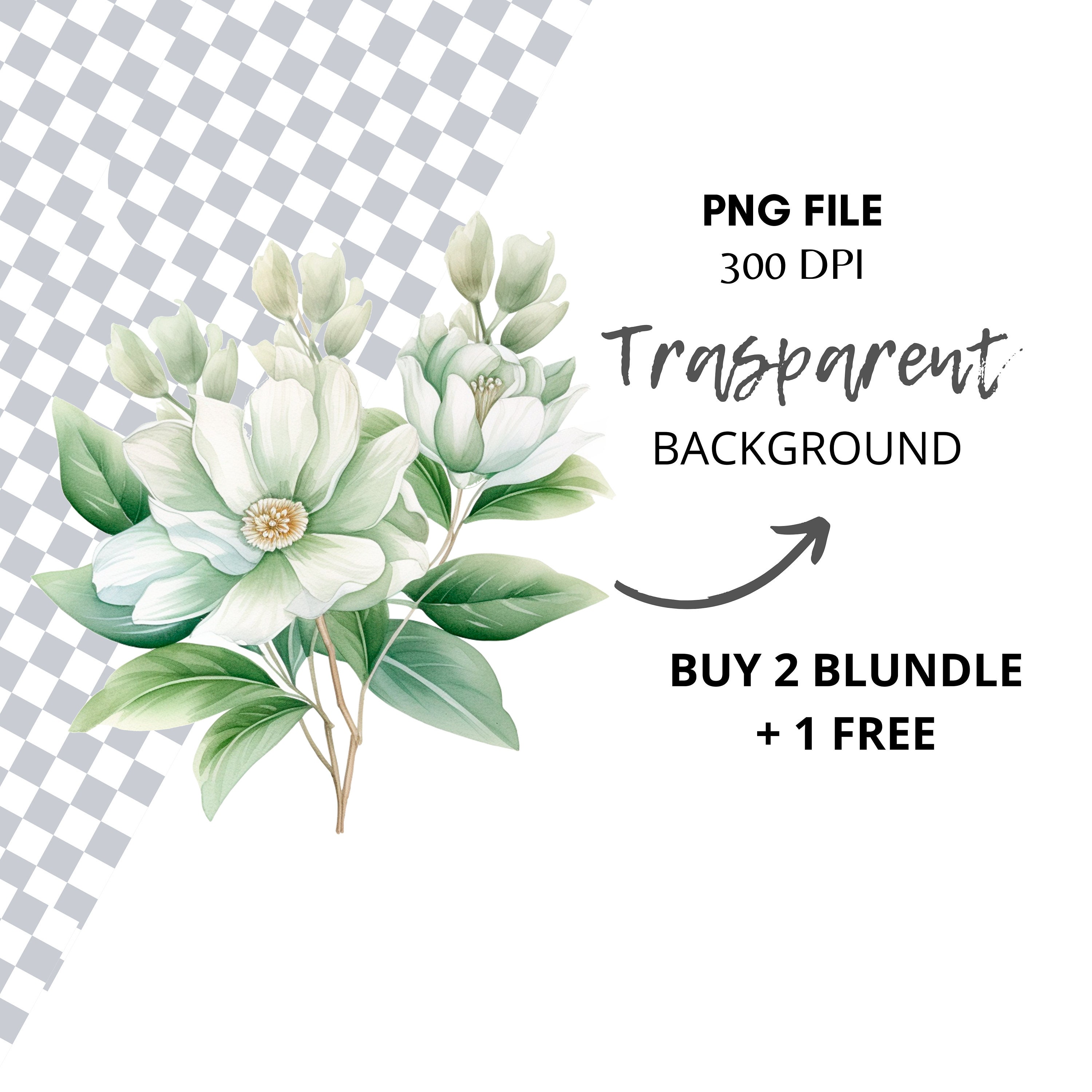 Green Flower Clipart Bundle 15 High Quality Png,watercolor Floral ...