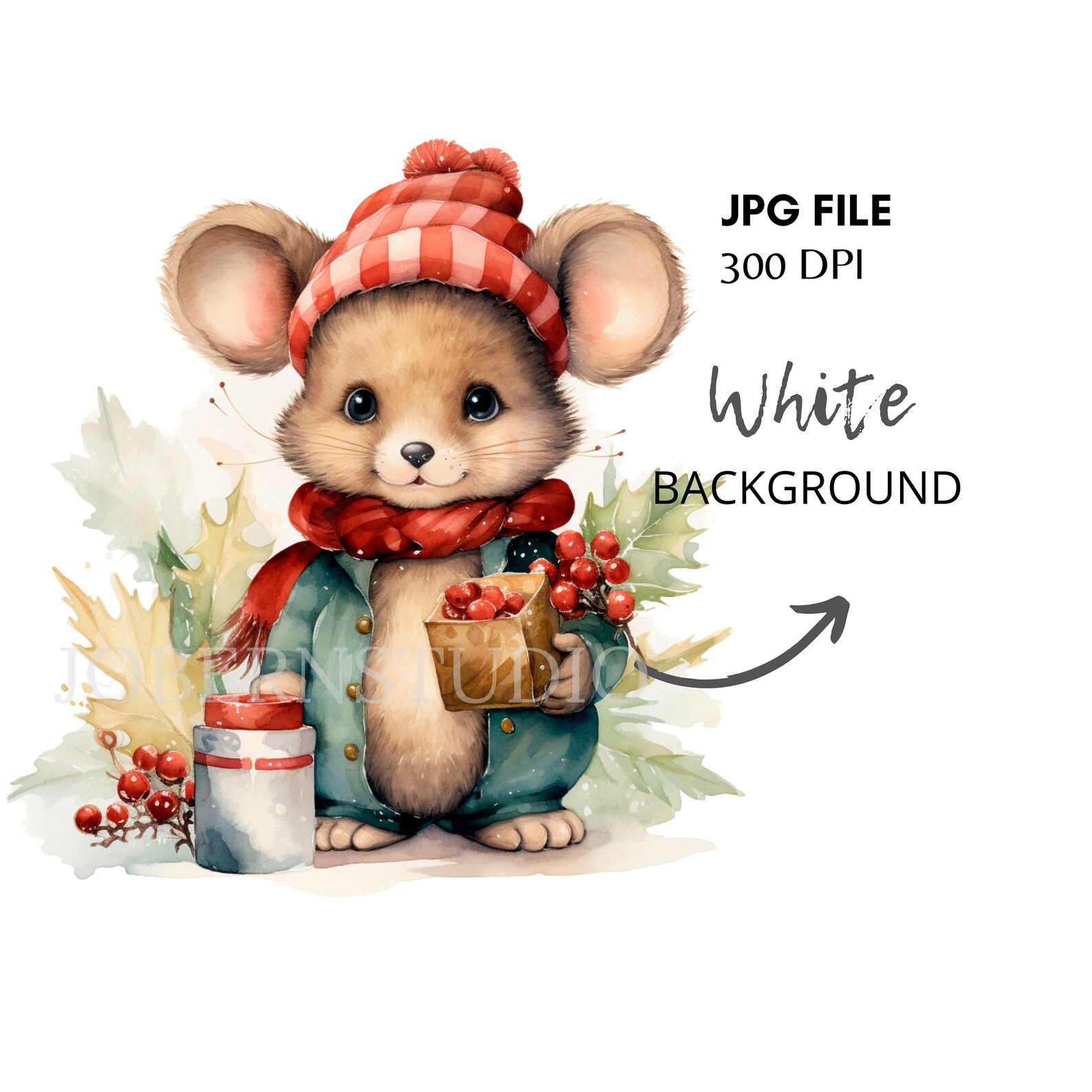 Christmas Mouse Clipart Png,bundle 15 High Quality Jpgs,digital ...
