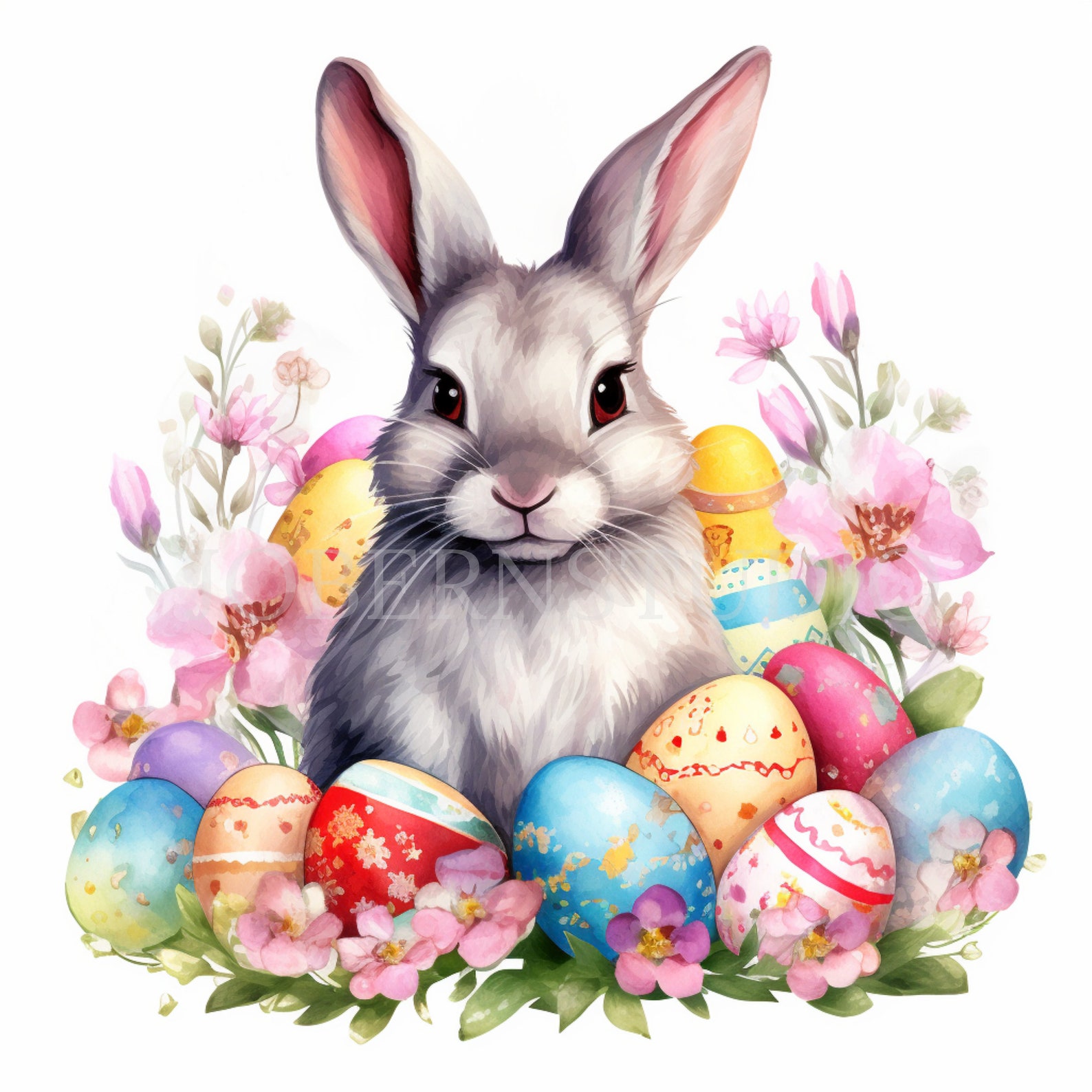 Easter Bunny Clipart PNG Bundle 10 High Quality JPG, Easter Watercolor ...