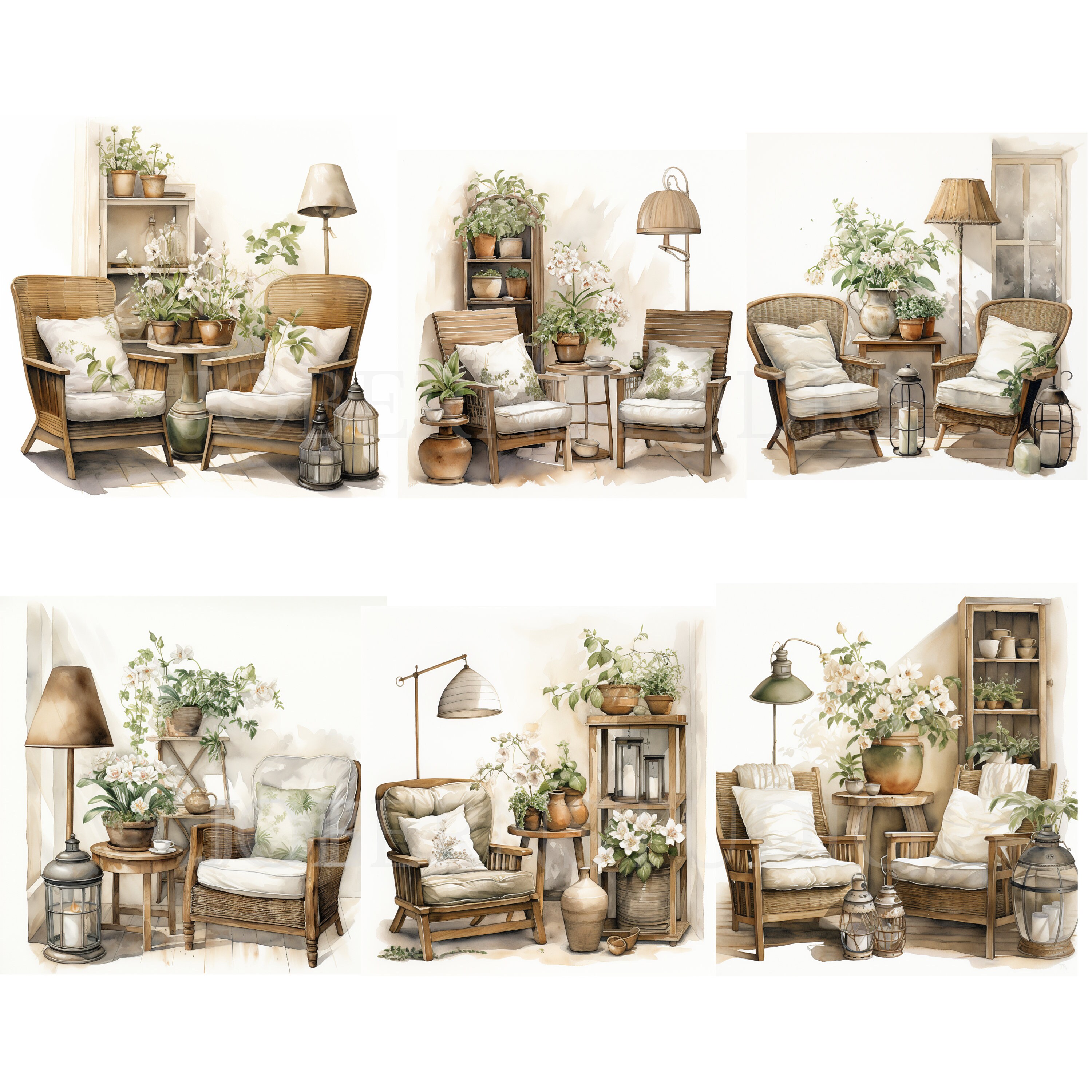 Living Room Clipart Bundle 15 High Quality Png,cottage Home Decor ...