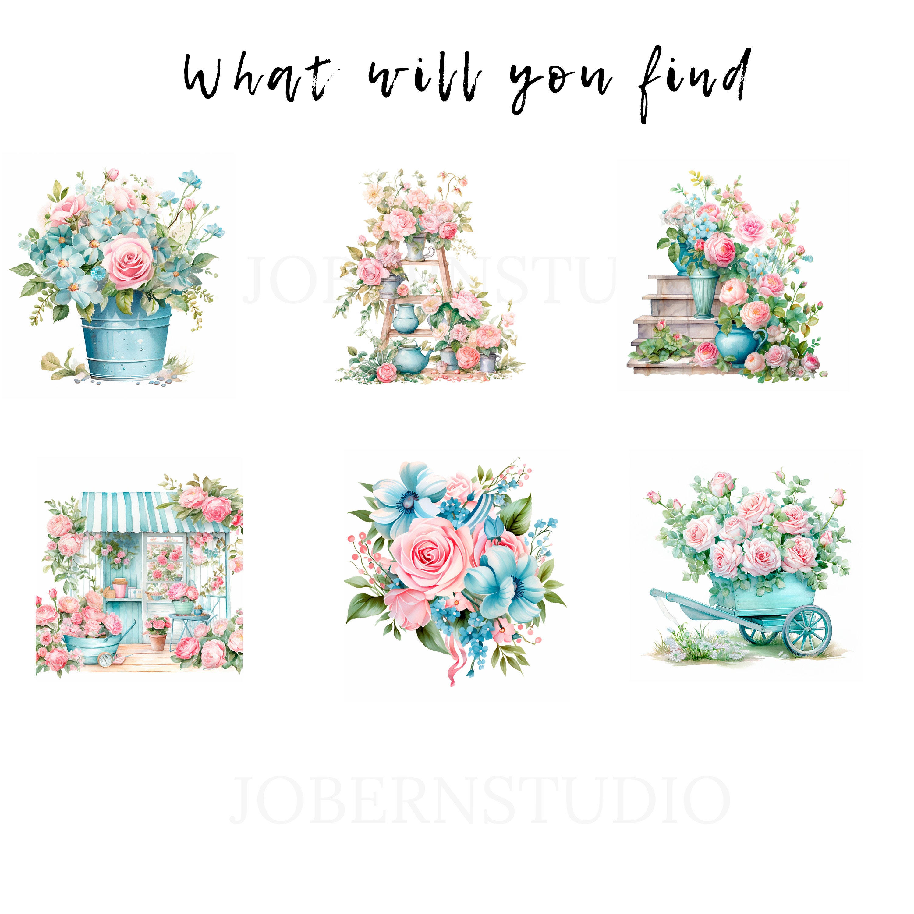 Shabby Chic Garden Clipart Bundle 15 High Quality Png,pink Flower ...
