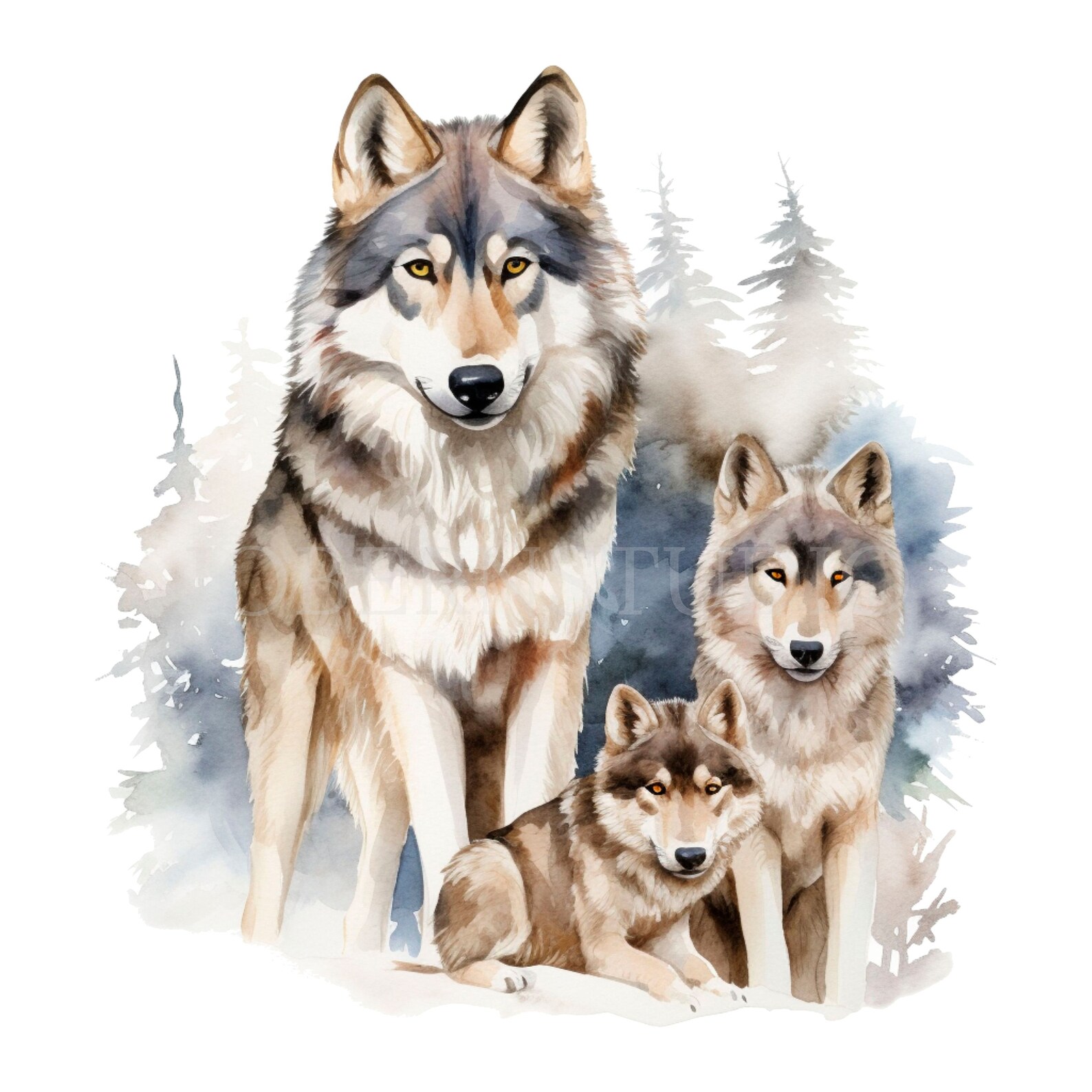 Wolf Family Clipart Png,bundle 15 High Quality Jpg,digital Download ...