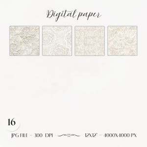 White Lace Digital Paper Pack-16 Vintage Scrapbook Junk Journal Papers ...