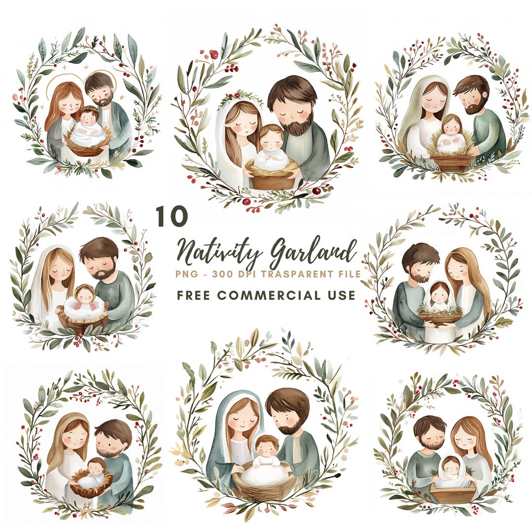 Nativity Clipart Bundle 10 High Quality Png,watercolor Nativity Sacred ...