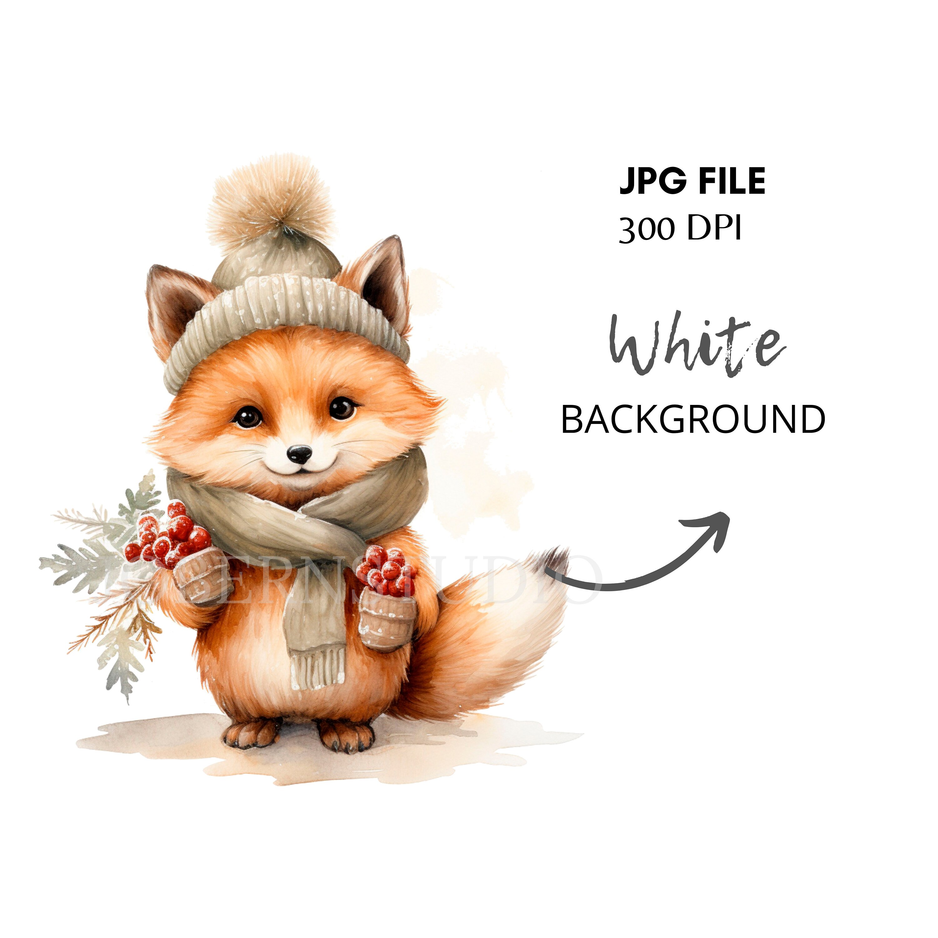 Christmas Fox Clipart Pngbundle 15 High Quality Jpgdigital - Etsy