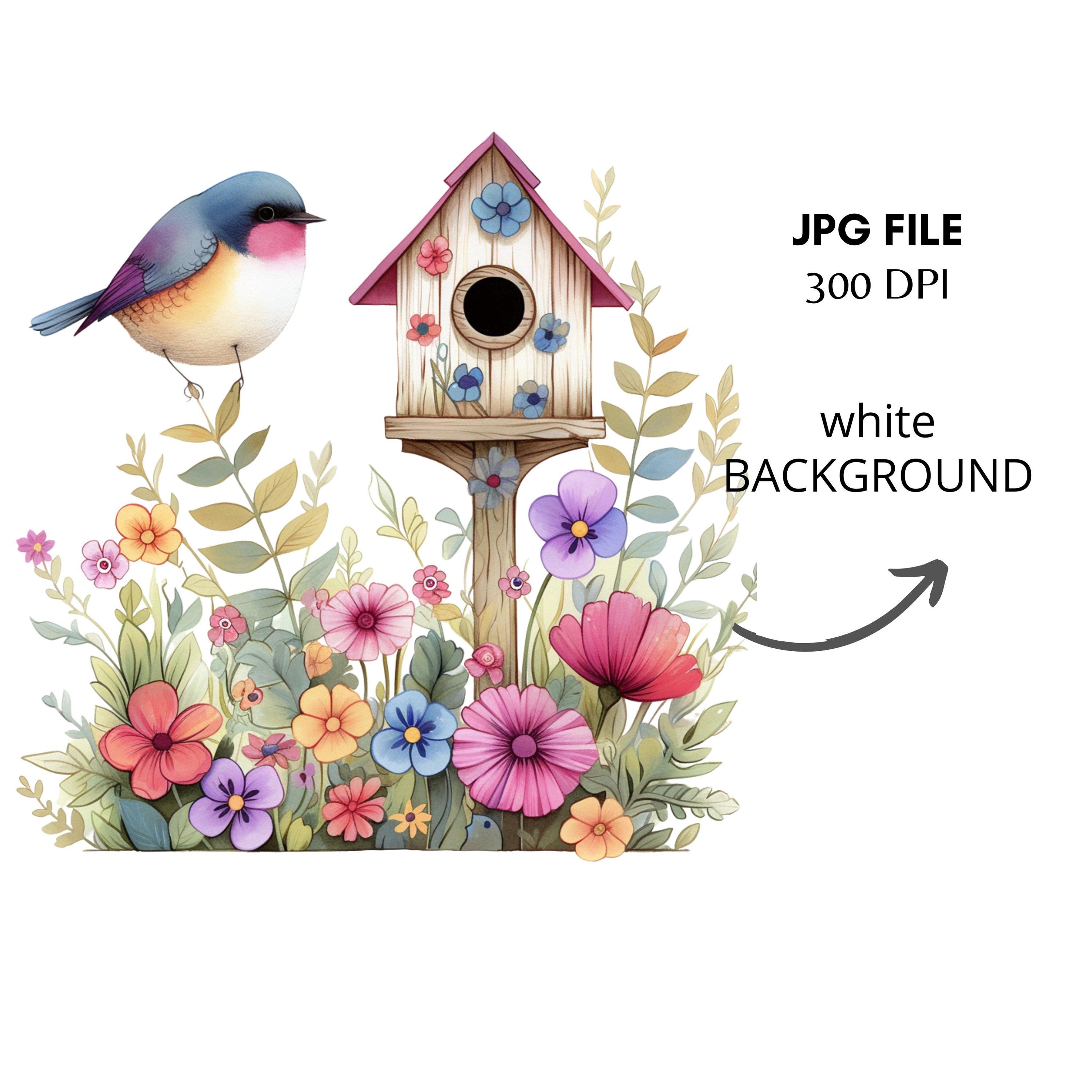 Bird Nest Clipart PNG Bundle 8 High Quality | Watercolor Floral Nest | Printable Stickers ...