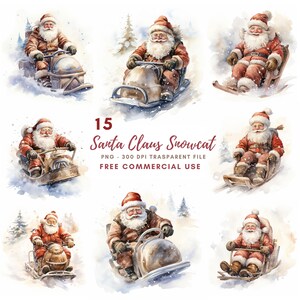 Christmas Santa Claus Snowcat Clipart, Bundle 15 High Quality Png ...