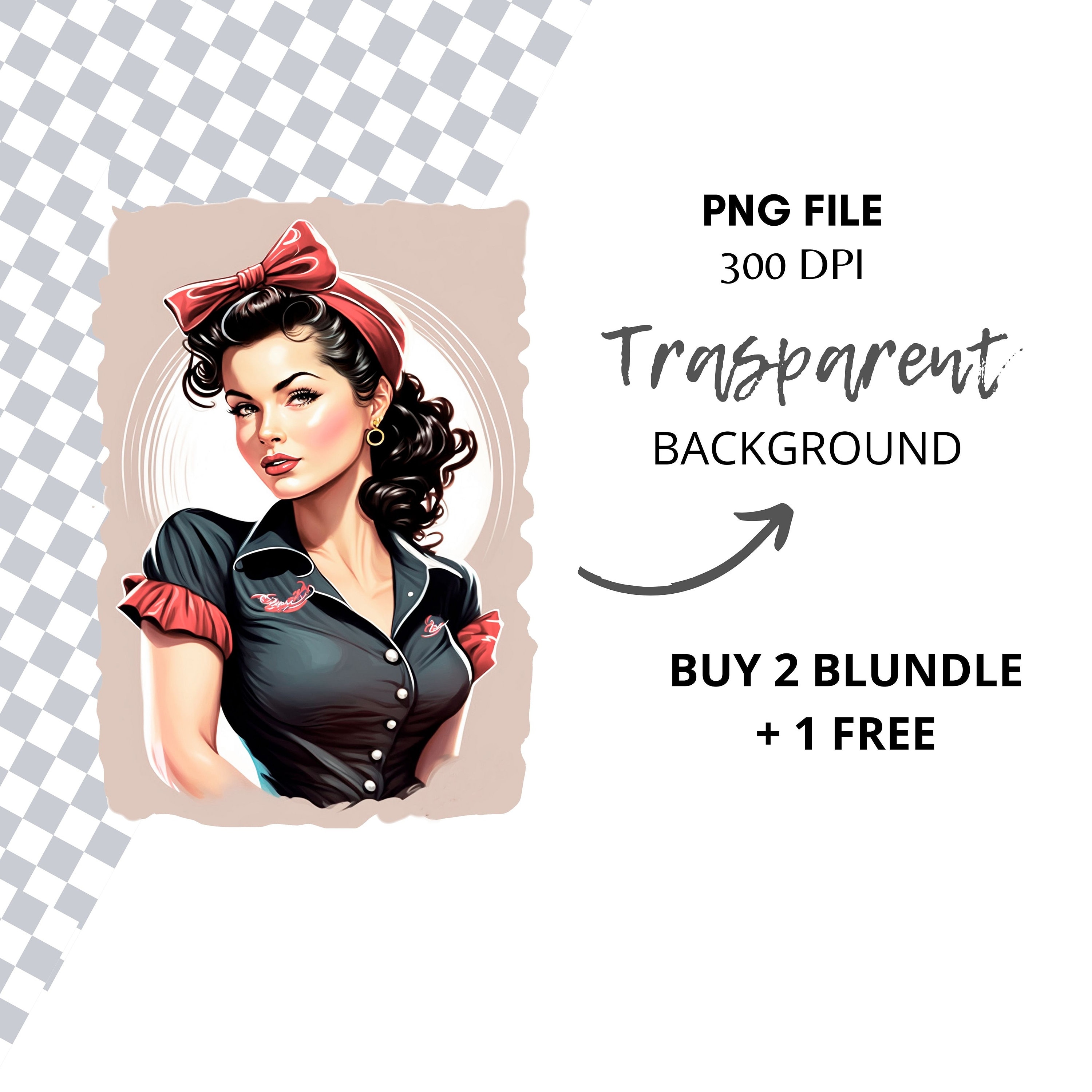 Watercolor Retro Pinup Girl Clipart Png,bundle 15 High Quality Jpg ...