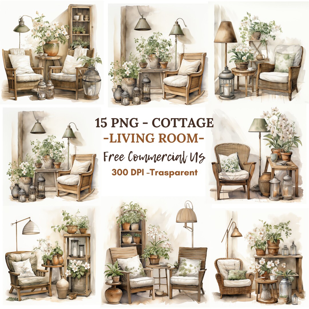 Living Room Clipart Bundle 15 High Quality Png,cottage Home Decor ...