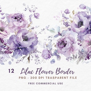 Lilac Flower Rose Border,garland Clipart Bundle 12 High Quality PNG ...