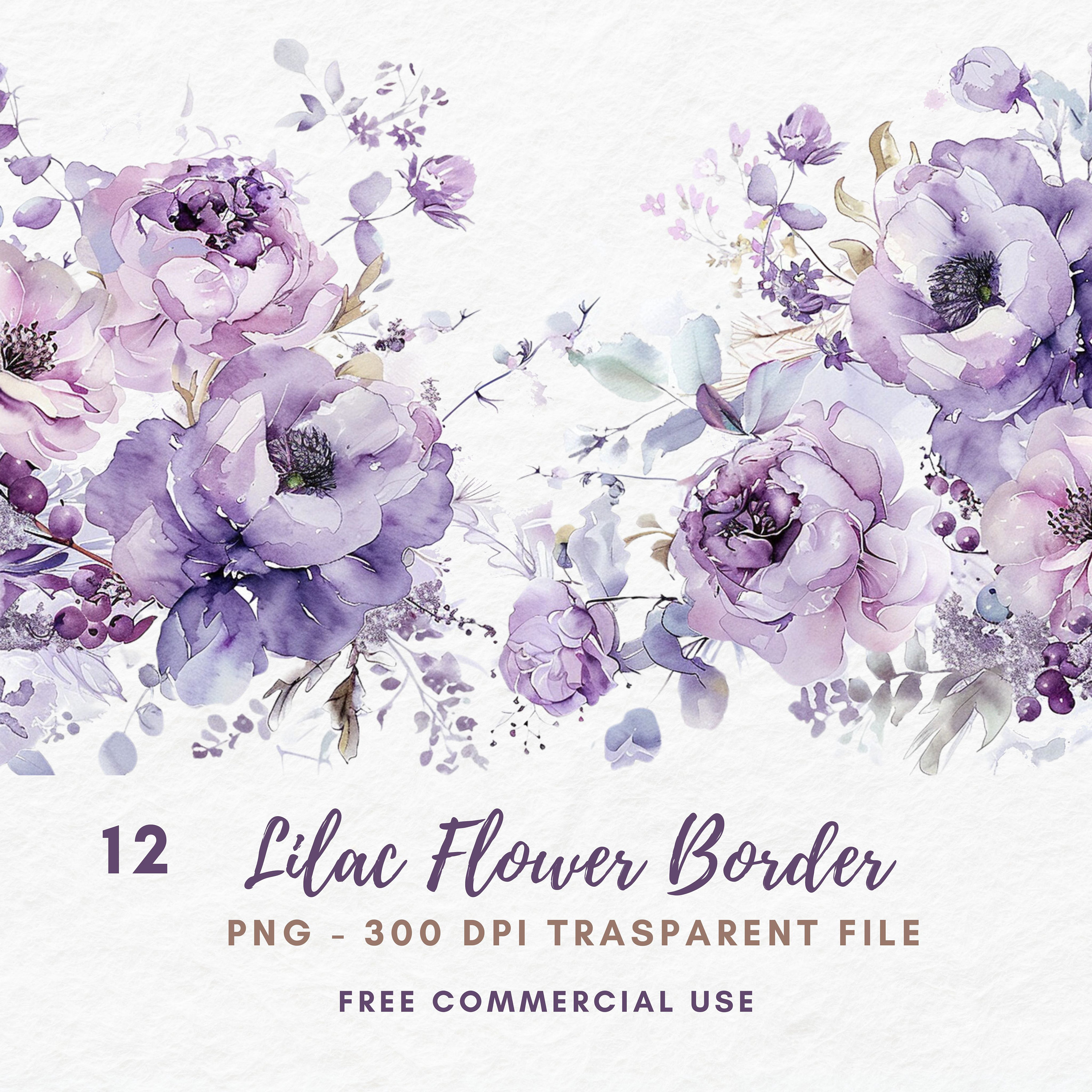 Lilac Flower Rose Border,garland Clipart Bundle 12 High Quality PNG ...