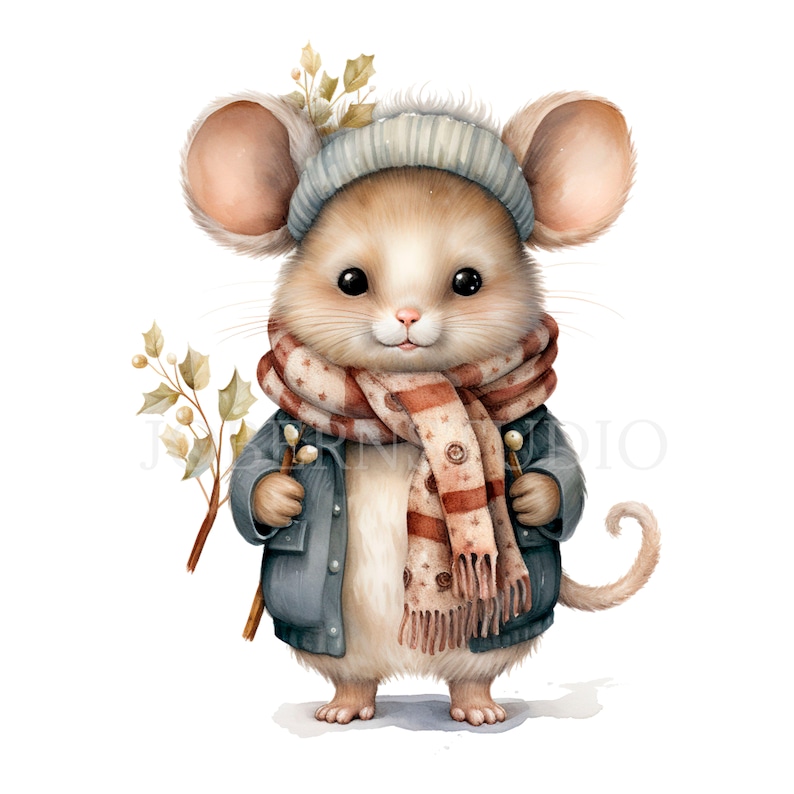 Winter Mouse Clipart Pngbundle 15 High Quality Jpgdigital - Etsy