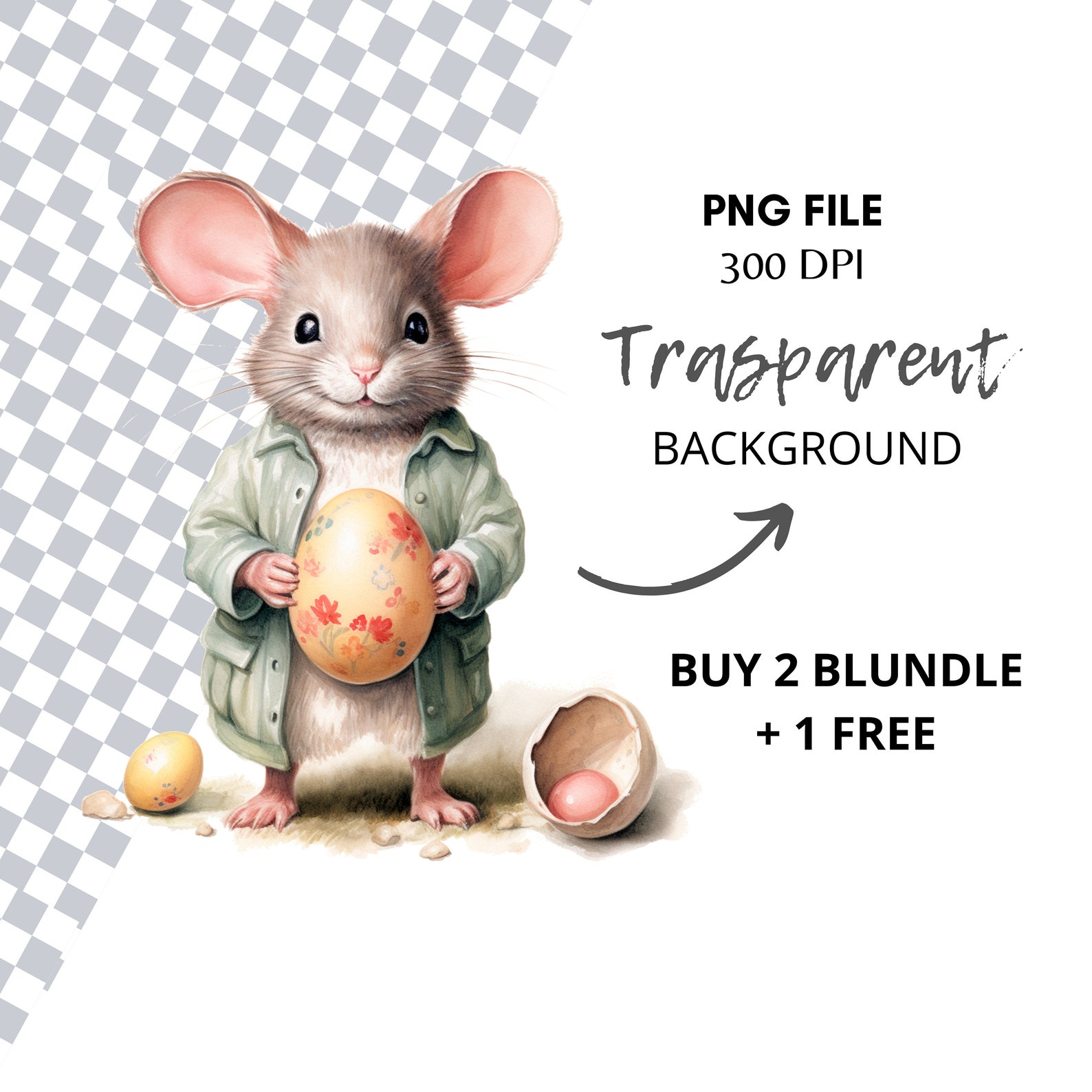 Easter Mouse Clipart PNG Bundle 10 High Quality, Pastel Easter ...