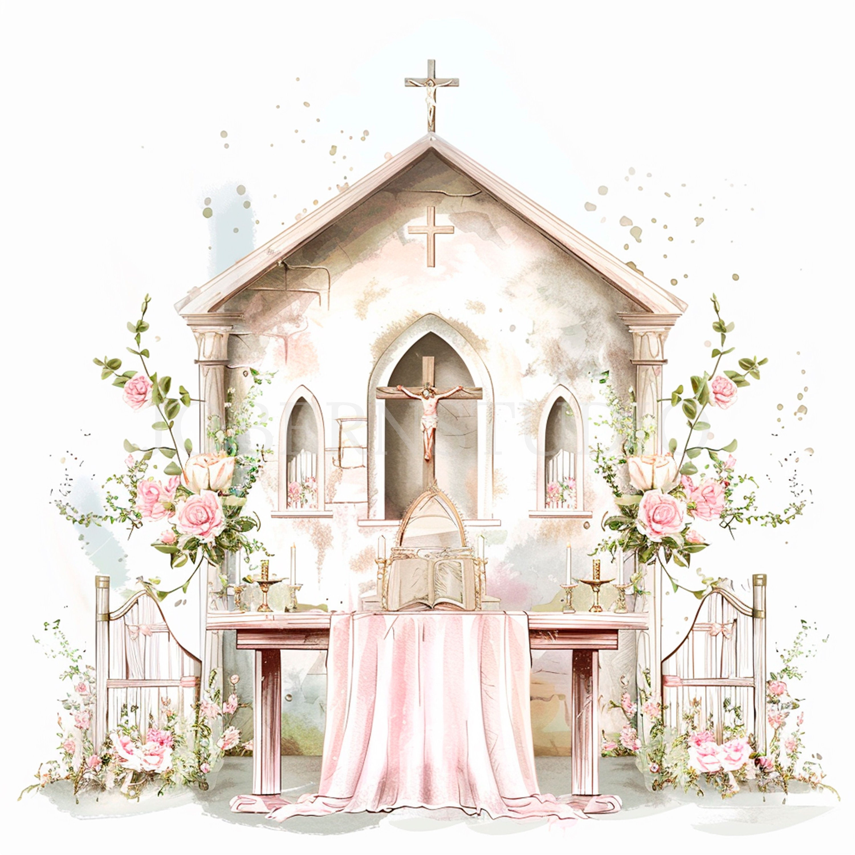 Pink Church Clipart Png,bundle 17 High Quality,watercolor Pink Pray ...