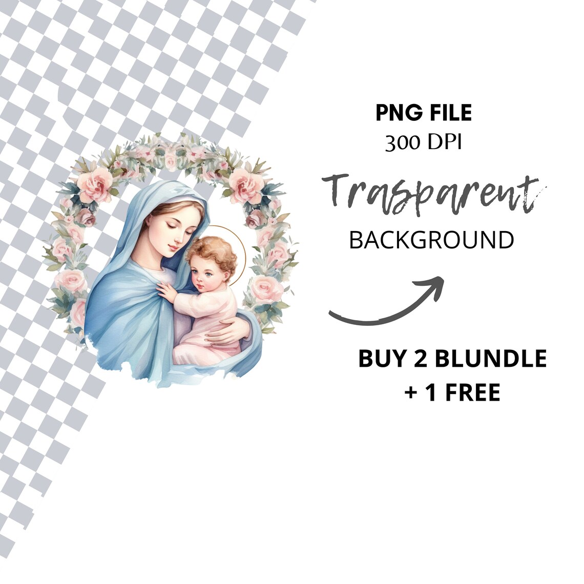 Virgin Mary Clipart,bundle 10 High Quality PNG, Christmas Mary and ...