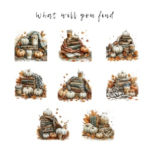 Fall Stock Book Clipart Bundle 8 High Quality Png,watercolor Autumn ...