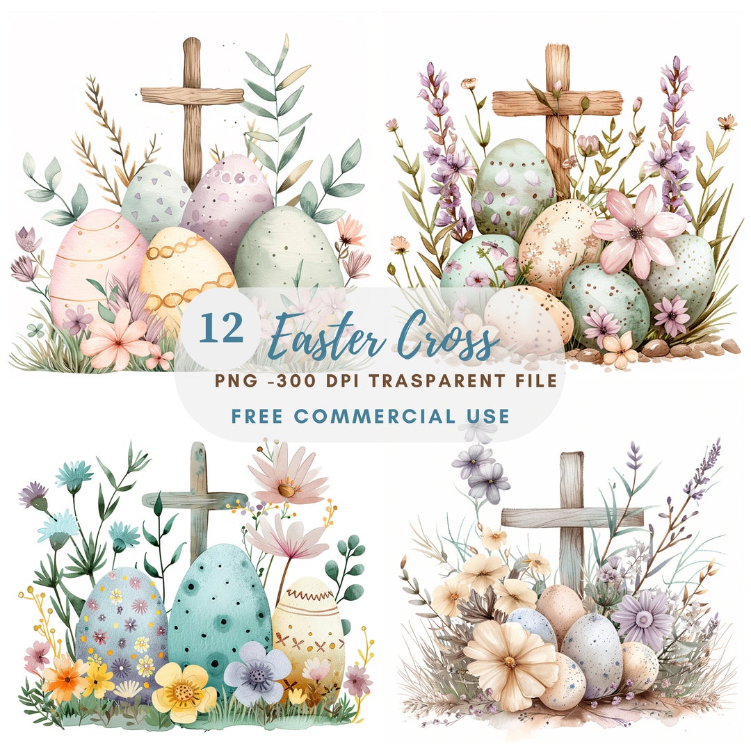 Easter Cross Clipart PNG Bundle 12 High Quality,easter Cross Egg ...
