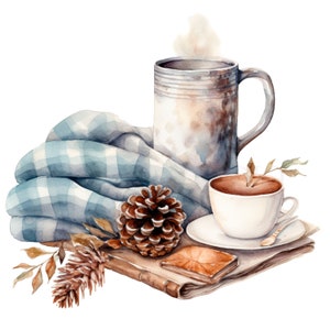 Cozy Winter Coffee Clipart Png,bundle 15 High Quality Jpg,digital ...