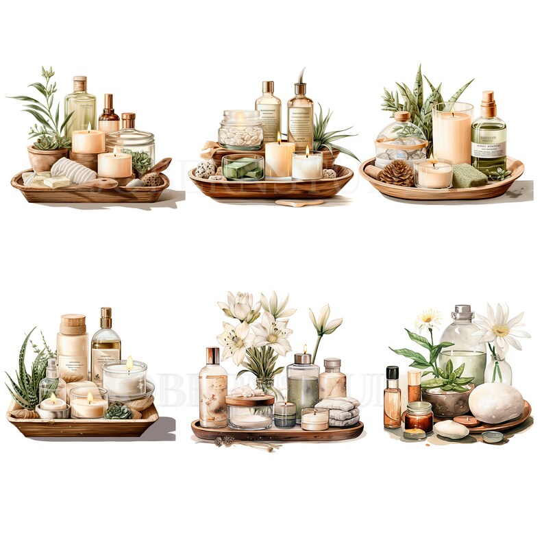 Spa Time Clipart Bundle 15 High Quality PNG, Home Decor, Digital ...