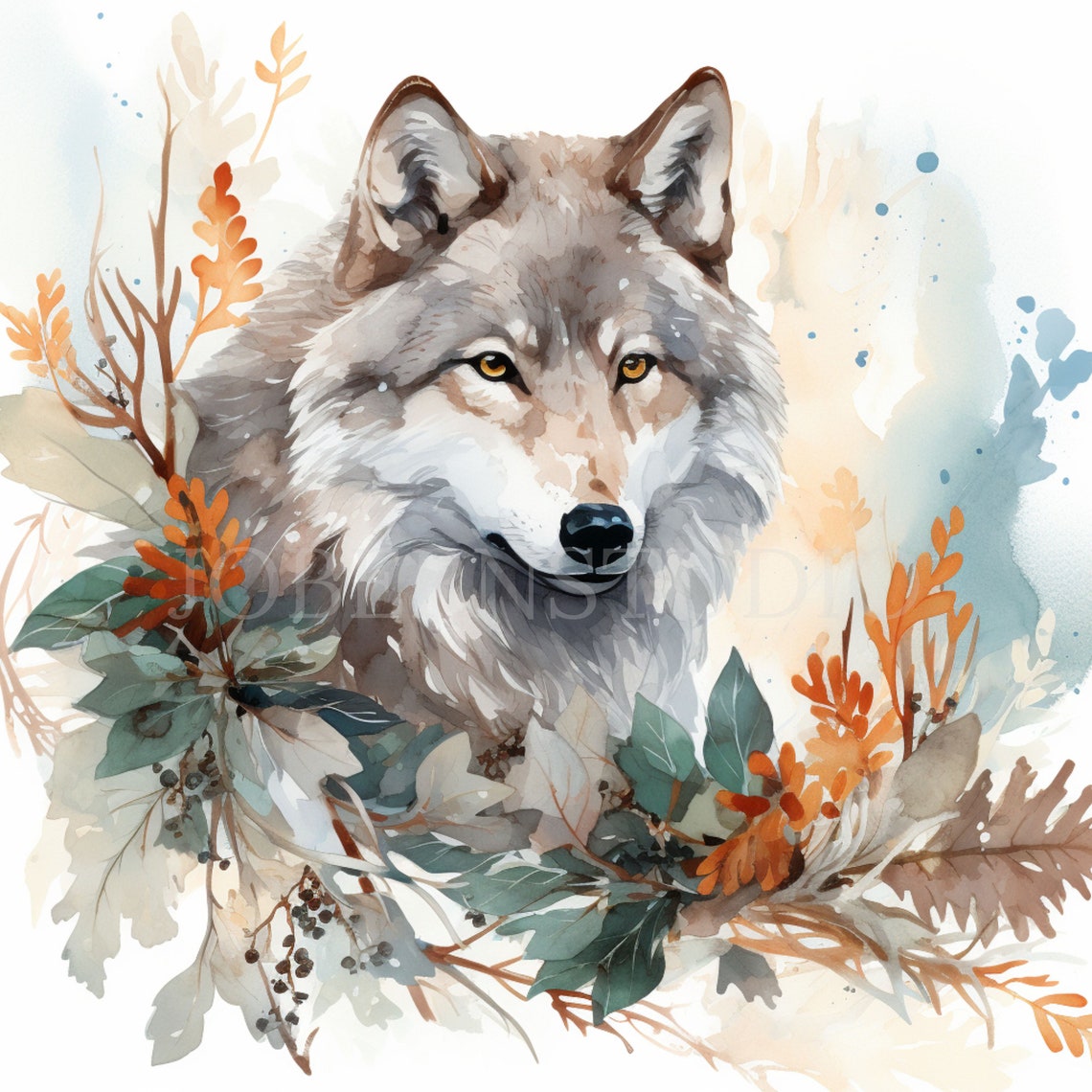 Wolf Fall Clipart Png,bundle 15 High Quality Jpg,watercolor Digital ...