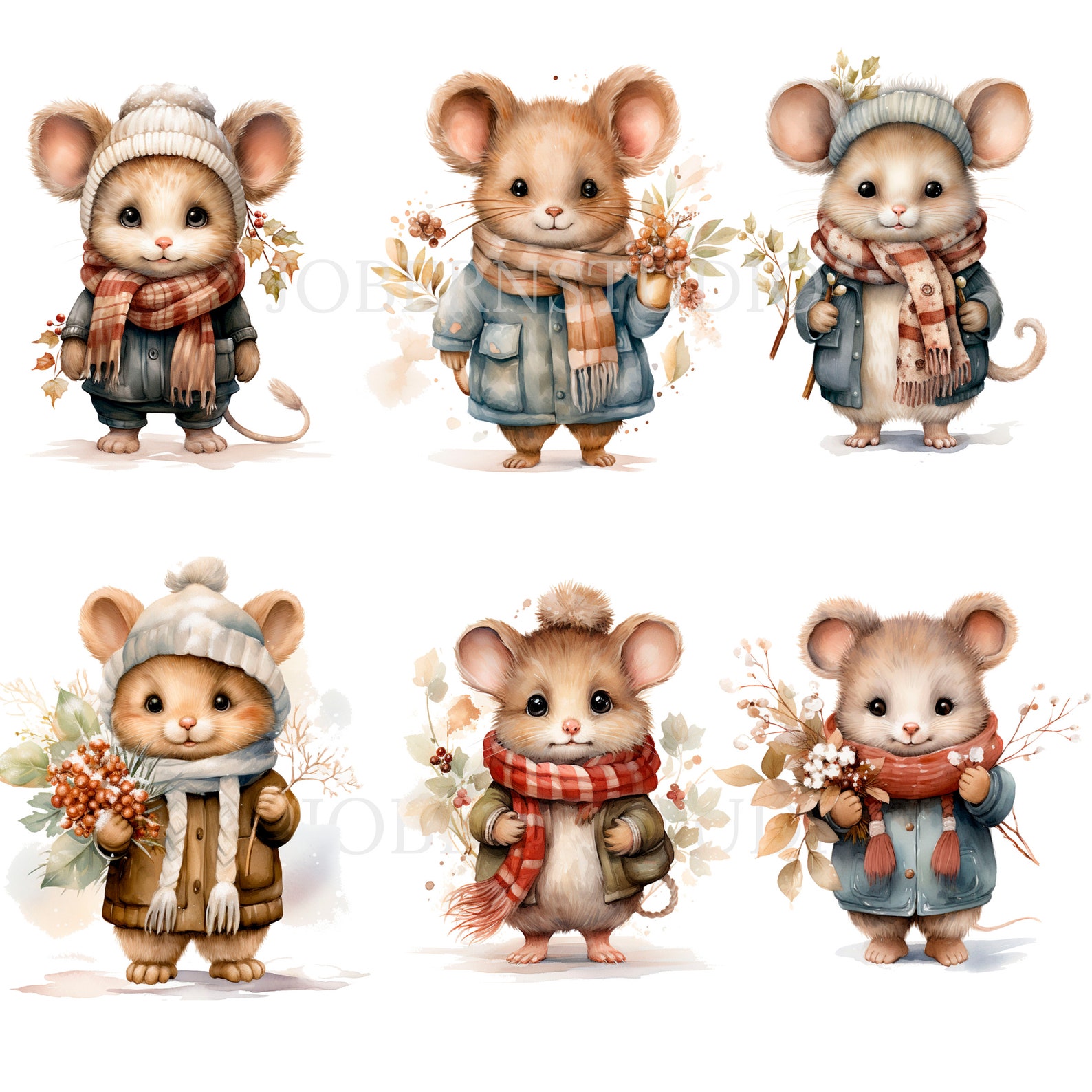 Christmas Mouse Clipart Pngbundle 15 High Quality Jpgdigital - Etsy