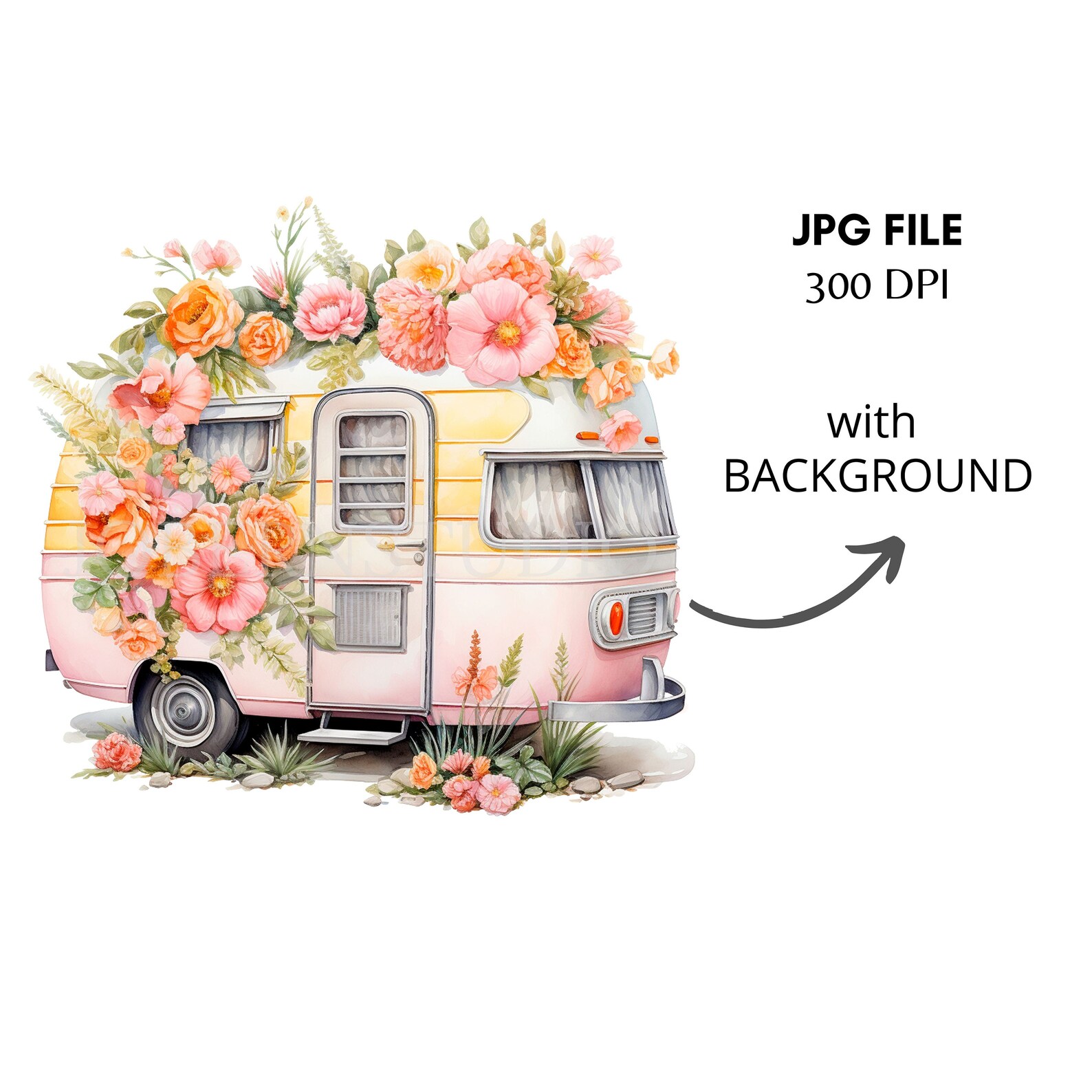Flower Camper Clipart Png,bundle 10 High Quality,watercolor Spring ...