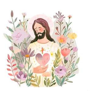 Jesus Christ Clipart Bundle 15 High Quality PNG, Sacred Heart Jesus ...