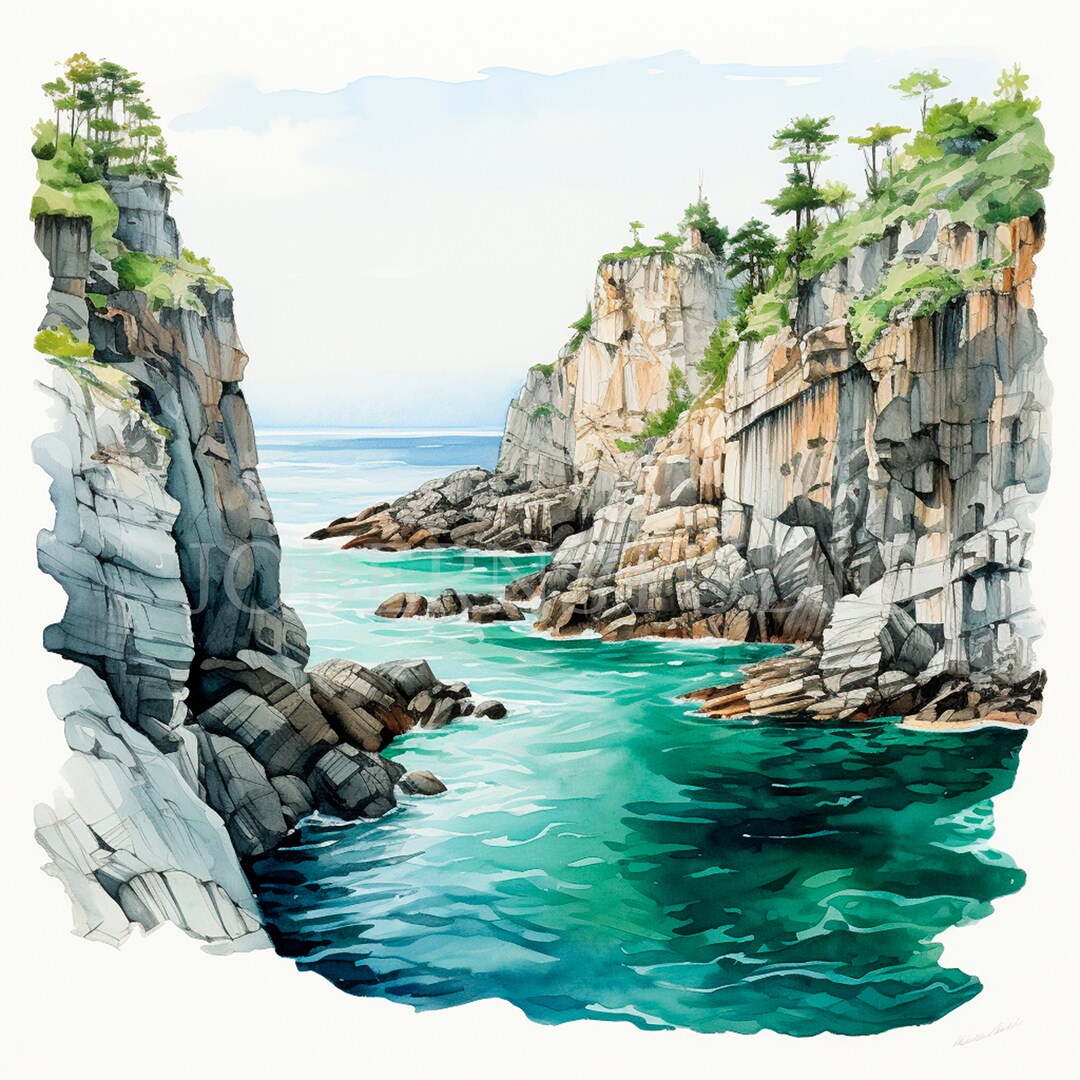 Coasts Cliffs Landscape Clipart Png,bundle 10 High Quality,watercolor ...