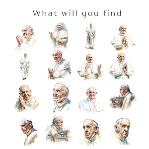 Pope Francis Clipart Bundle 16 High Quality Png,watercolor Holy Father ...