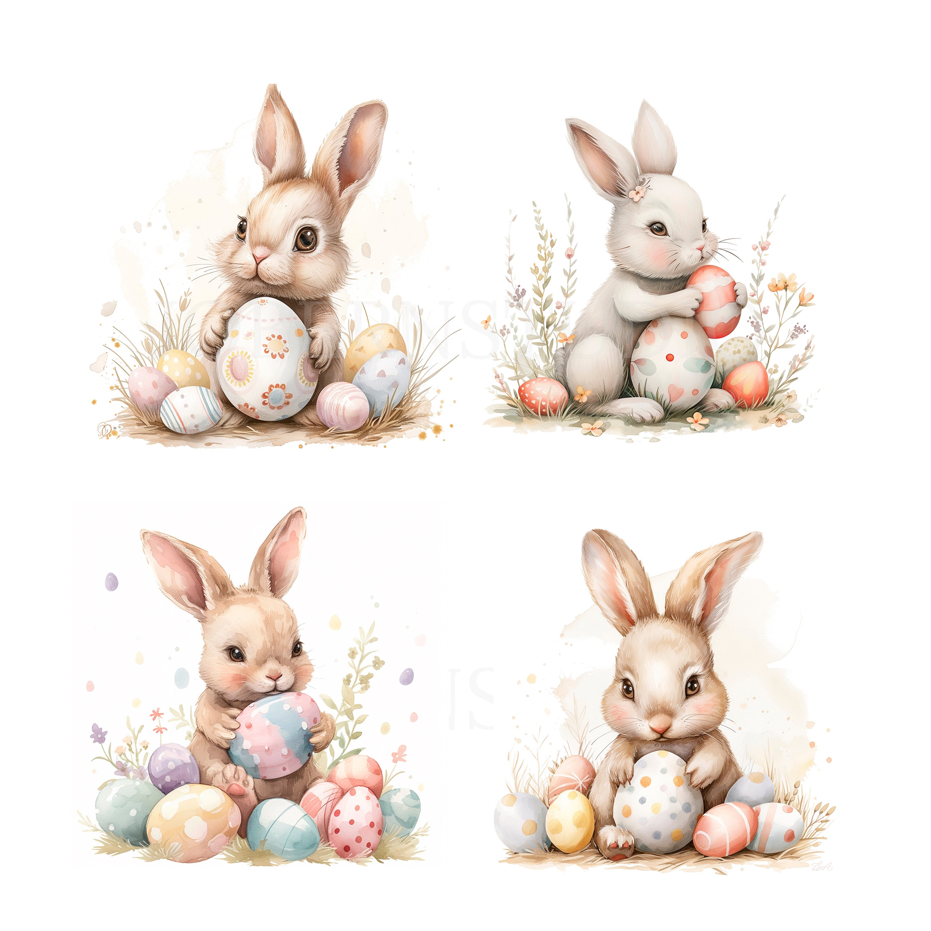 Easter Bunny Clipart PNG Bundle 13 High Quality, Pastel Easter ...
