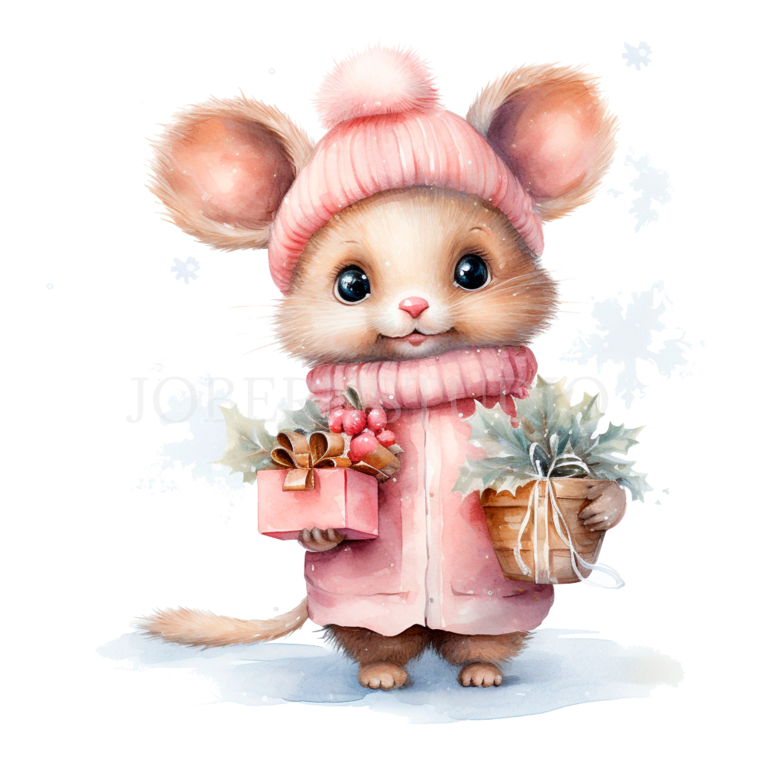 Winter Mouse Clipart Pngbundle 15 High Quality Jpgdigital - Etsy