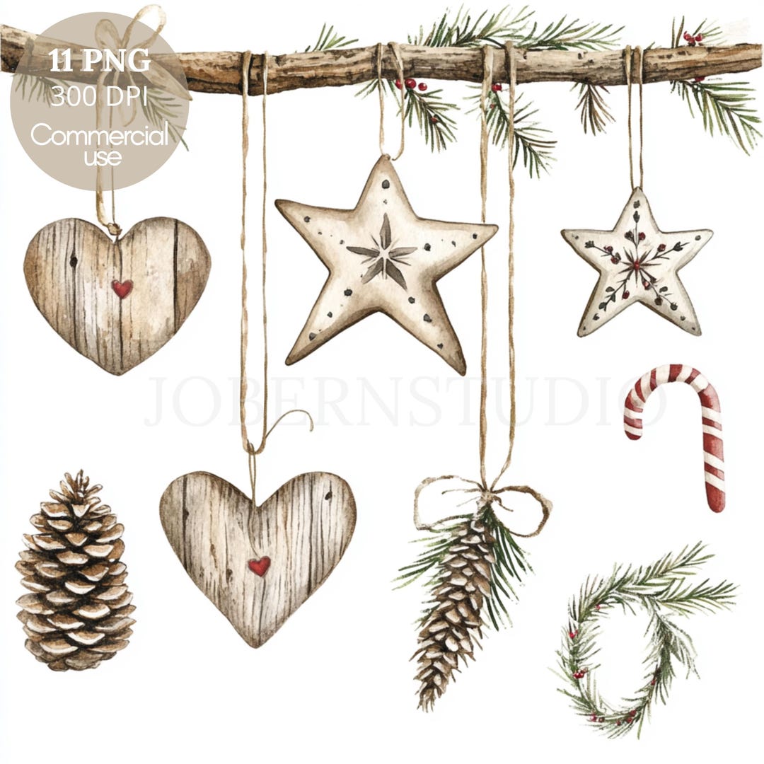 Christmas Ornament Clipart PNG Bundle 11, Watercolor Christmas ...