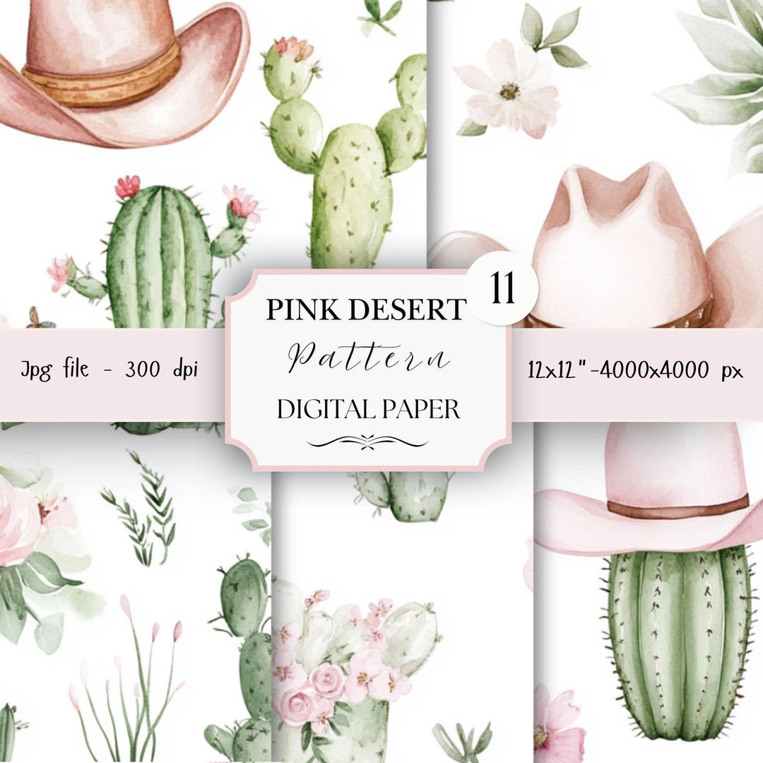 Cowgirl Digital Paper Pack -11 Desert Pages Scrapbook Junk Journal ...