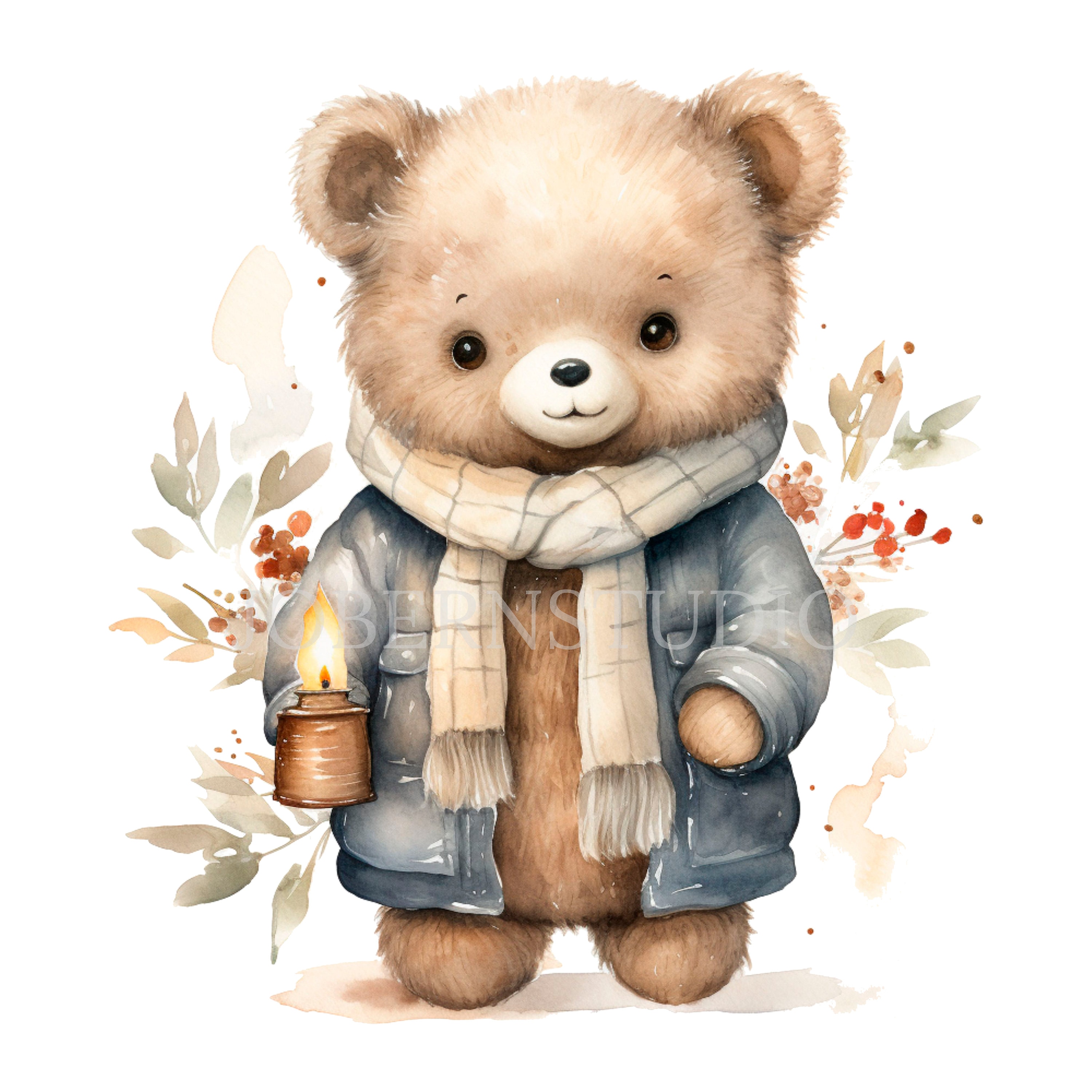 Winter Teddy Bear Clipartbundle 15 High Quality - Etsy