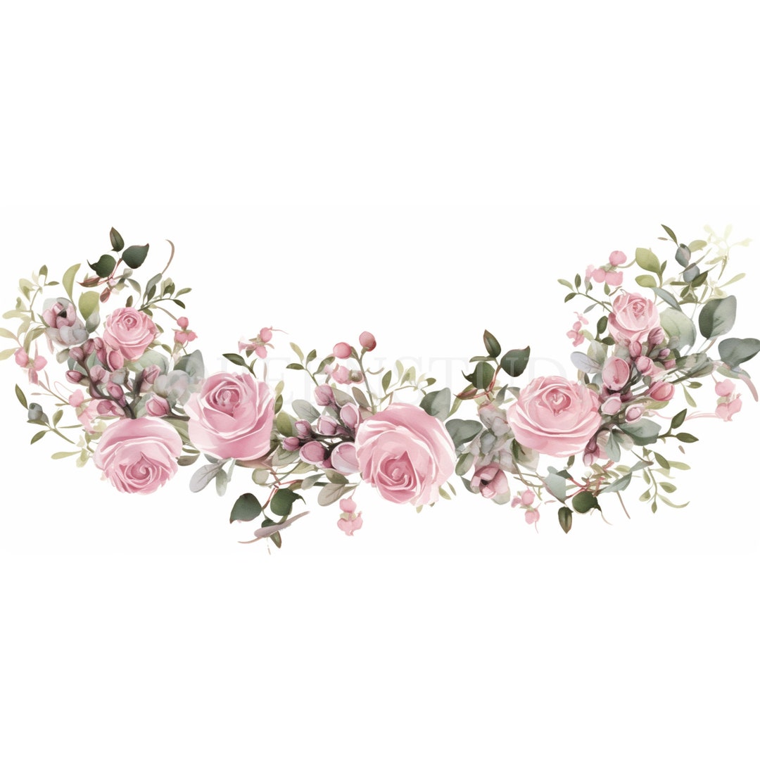 Rose Garland Clipart Bundle 15 High Quality Png,watercolor Floral ...