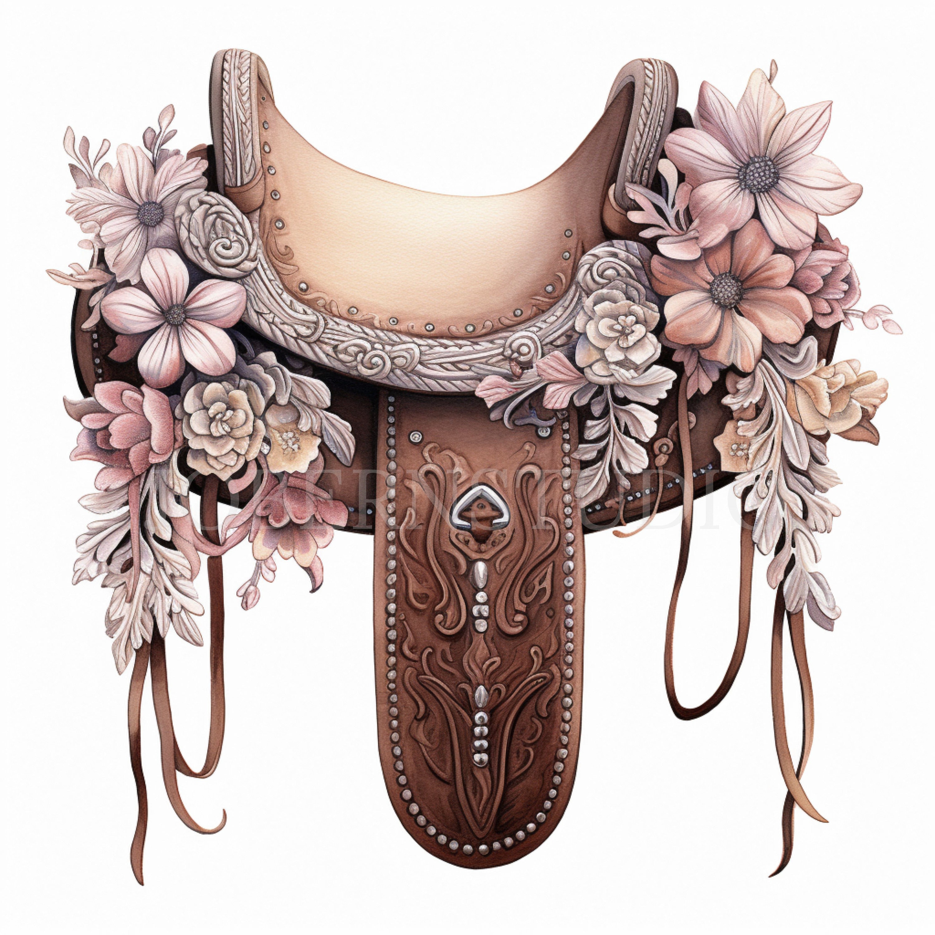 Watercolor Cowgirl Saddle Clipart Png,bundle 10 High Quality Jpg ...