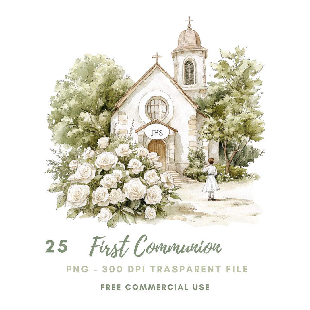 First Communion Clipart Png,bundle 25 High Quality, Watercolor Church ...