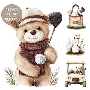 Baby Golf Clipart Png,bundle 31 High Quality, Watercolor Teddy Bear ...
