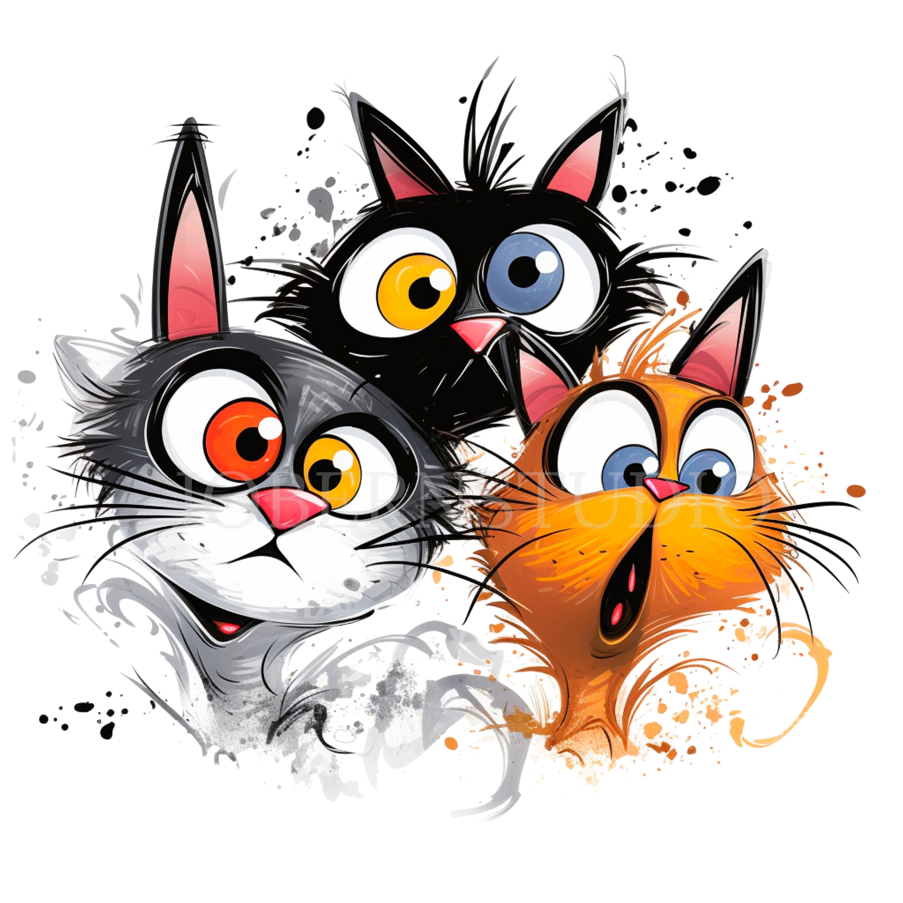 Crazy Cats Clipart PNG Bundle 15 High Quality Jpg,funny Grumpy Black ...