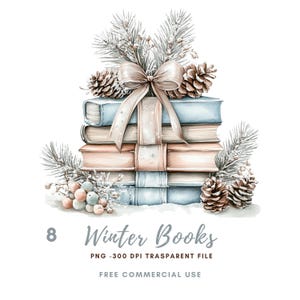 Cozy Winter Books Clipart PNG | Bundle 8 High Quality | Watercolor ...