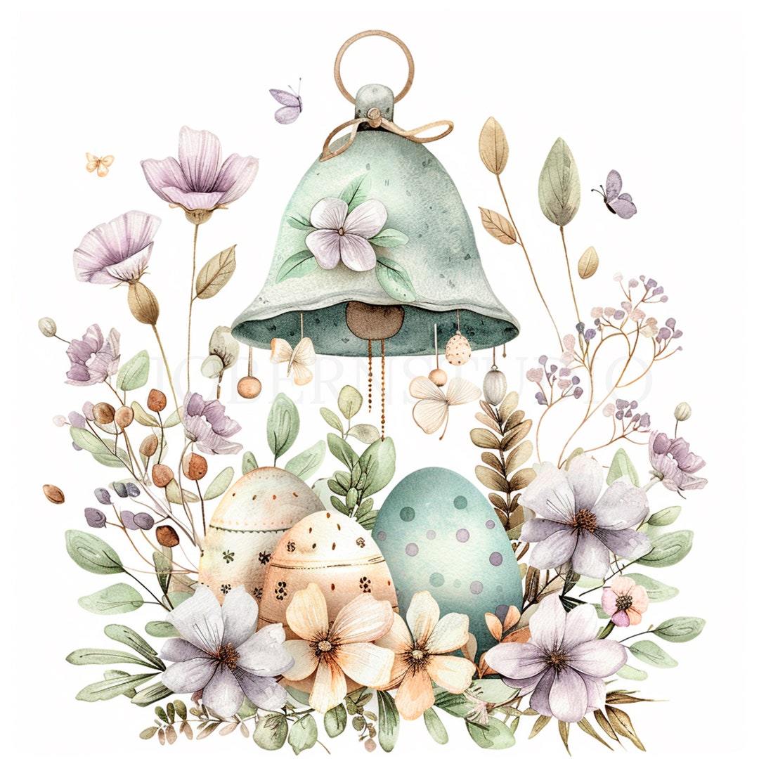 Easter Bell Clipart PNG Bundle 16 High Quality,easter Egg Watercolor ...