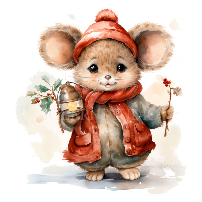 Christmas Mouse Clipart Png,bundle 15 High Quality Jpgs, Digital ...