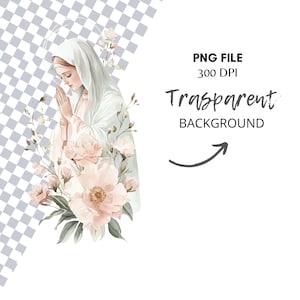 Virgin Mary and Flower Clipart Bundle 11 High Quality Png|watercolor ...