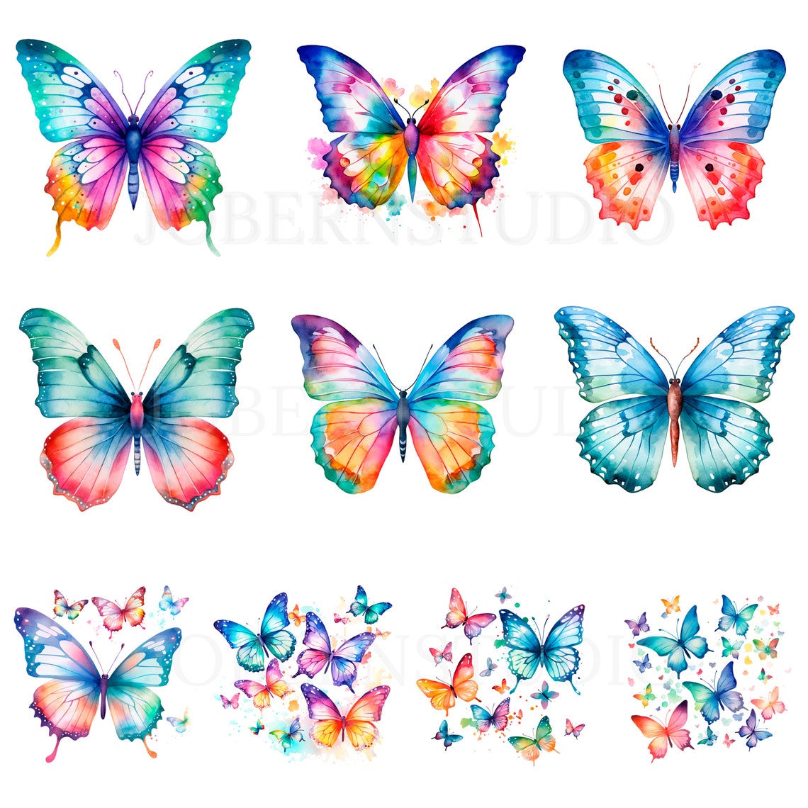 Watercolor Butterflies Clipart PNG Bundle 20 High Quality,butterfly ...
