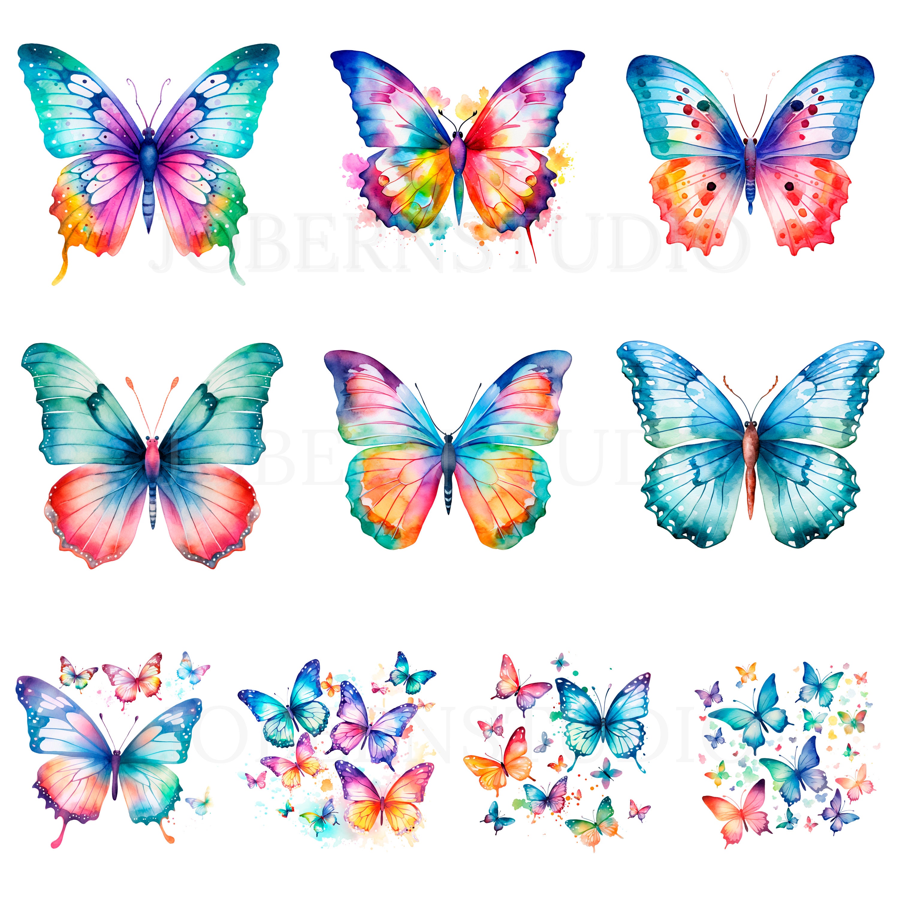 Watercolor Butterflies Clipart PNG Bundle 20 High Quality,butterfly ...